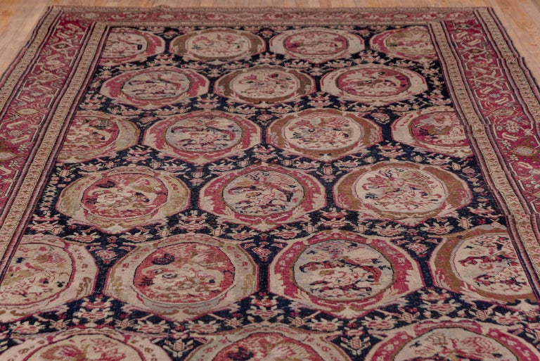 Antique Russian Karabagh Carpet, Navy Allover Field, Berry Colored ...