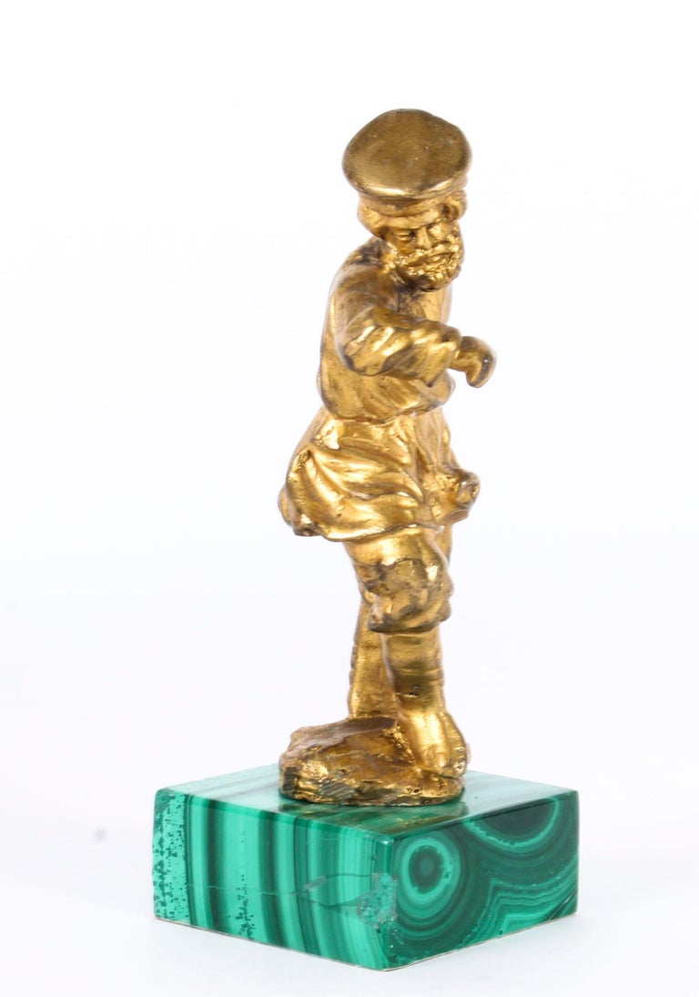 Russian Malachite and Gilt Bronze Miniature Sculpture of a Man 19th ...