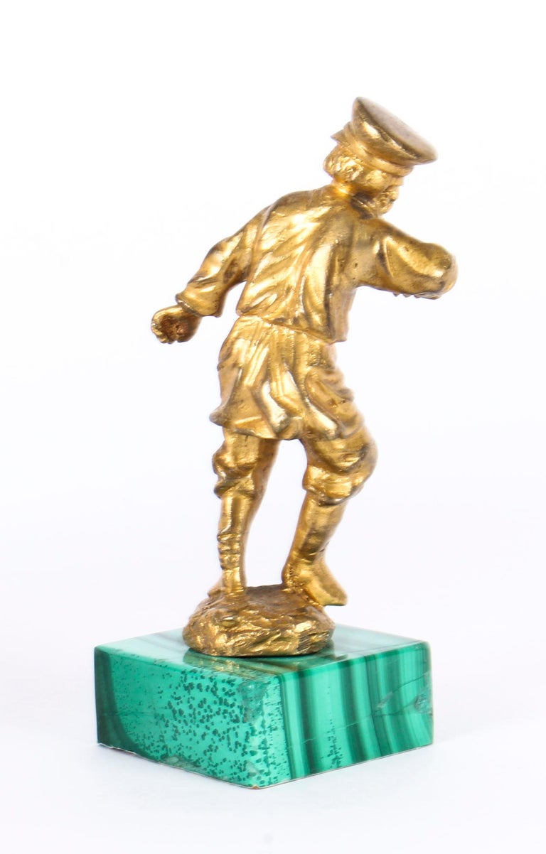 Russian Malachite and Gilt Bronze Miniature Sculpture of a Man 19th ...