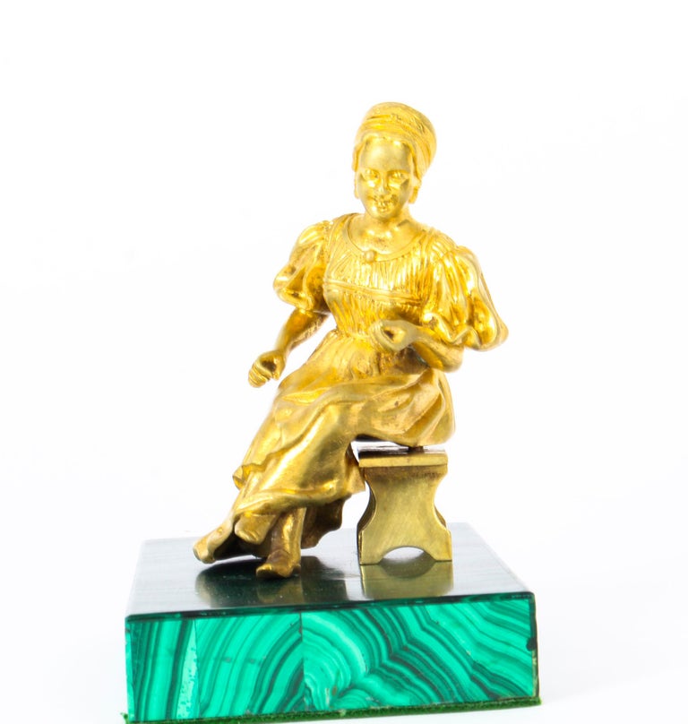 Russian Malachite and Gilt Bronze Mounted Model of a Maiden, 19th ...