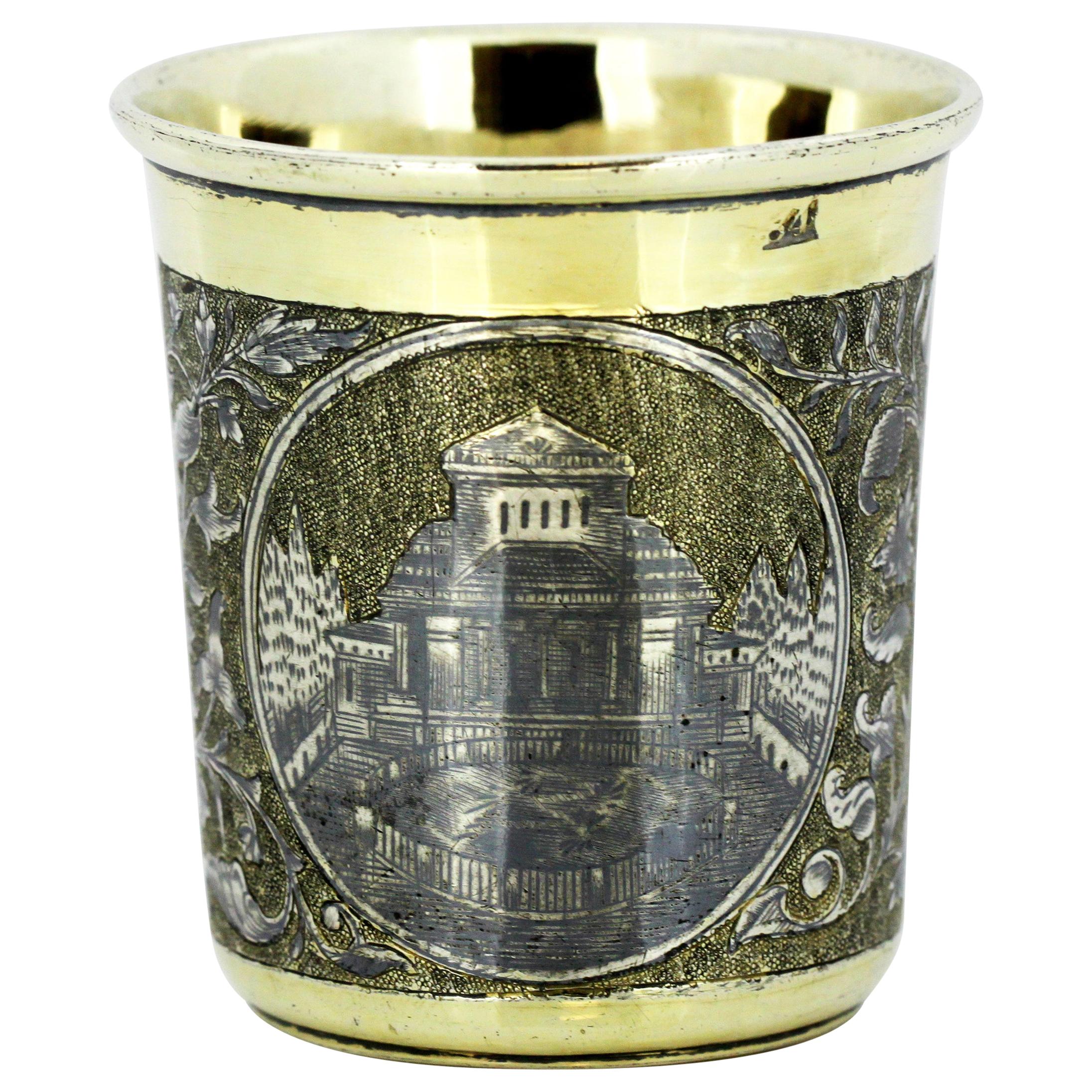 Antique 19th Century Russian Silver Gilt Niello Enamel Beaker For Sale ...
