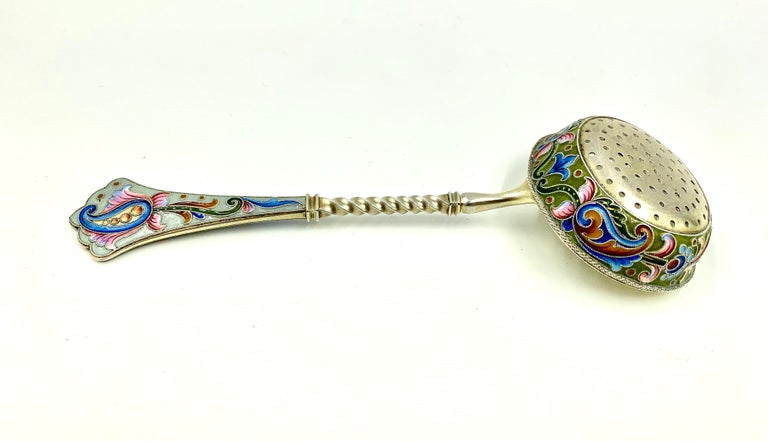 Antique Russian Pan-Slavic Silver Shaded Enamel Tea Strainer, Nikolai ...
