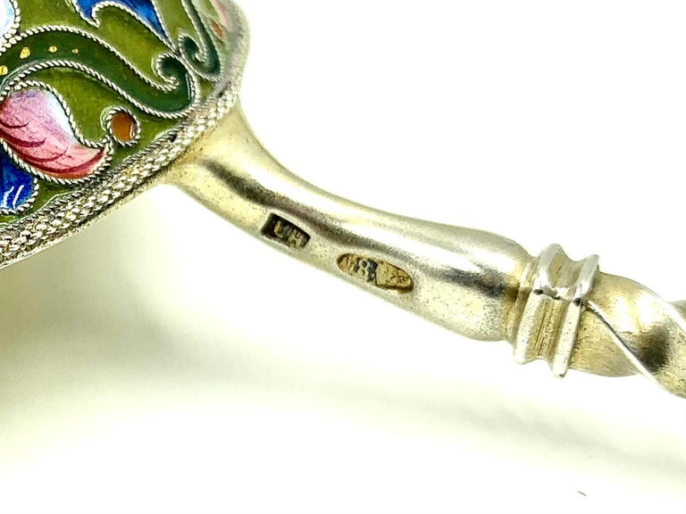 Antique Russian Pan-Slavic Silver Shaded Enamel Tea Strainer, Nikolai ...