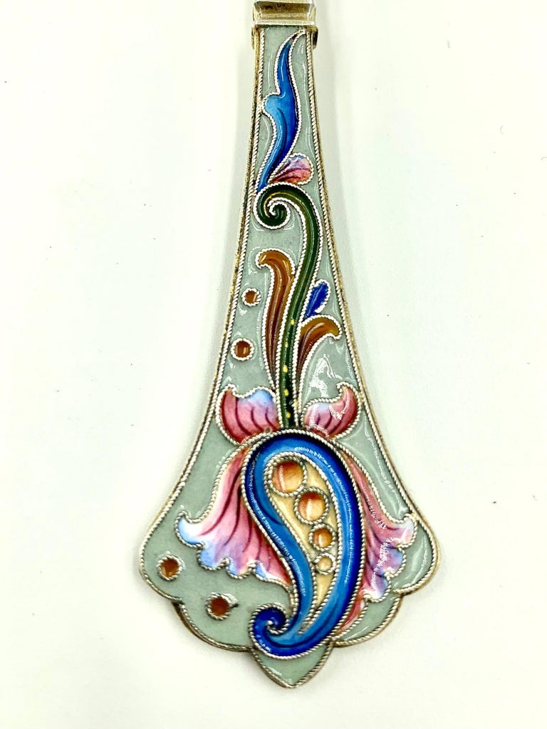 Antique Russian Pan-Slavic Silver Shaded Enamel Tea Strainer, Nikolai ...