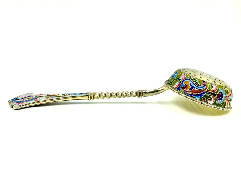 Antique Russian Pan-Slavic Silver Shaded Enamel Tea Strainer, Nikolai ...