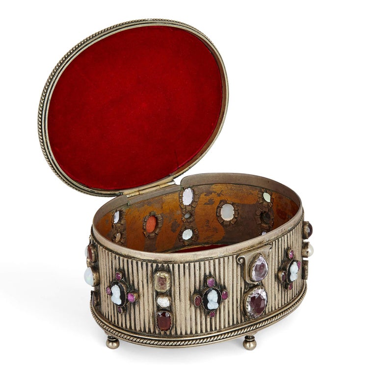 Antique Russian Precious Stone and Cameo Adorned Silver Miniature ...