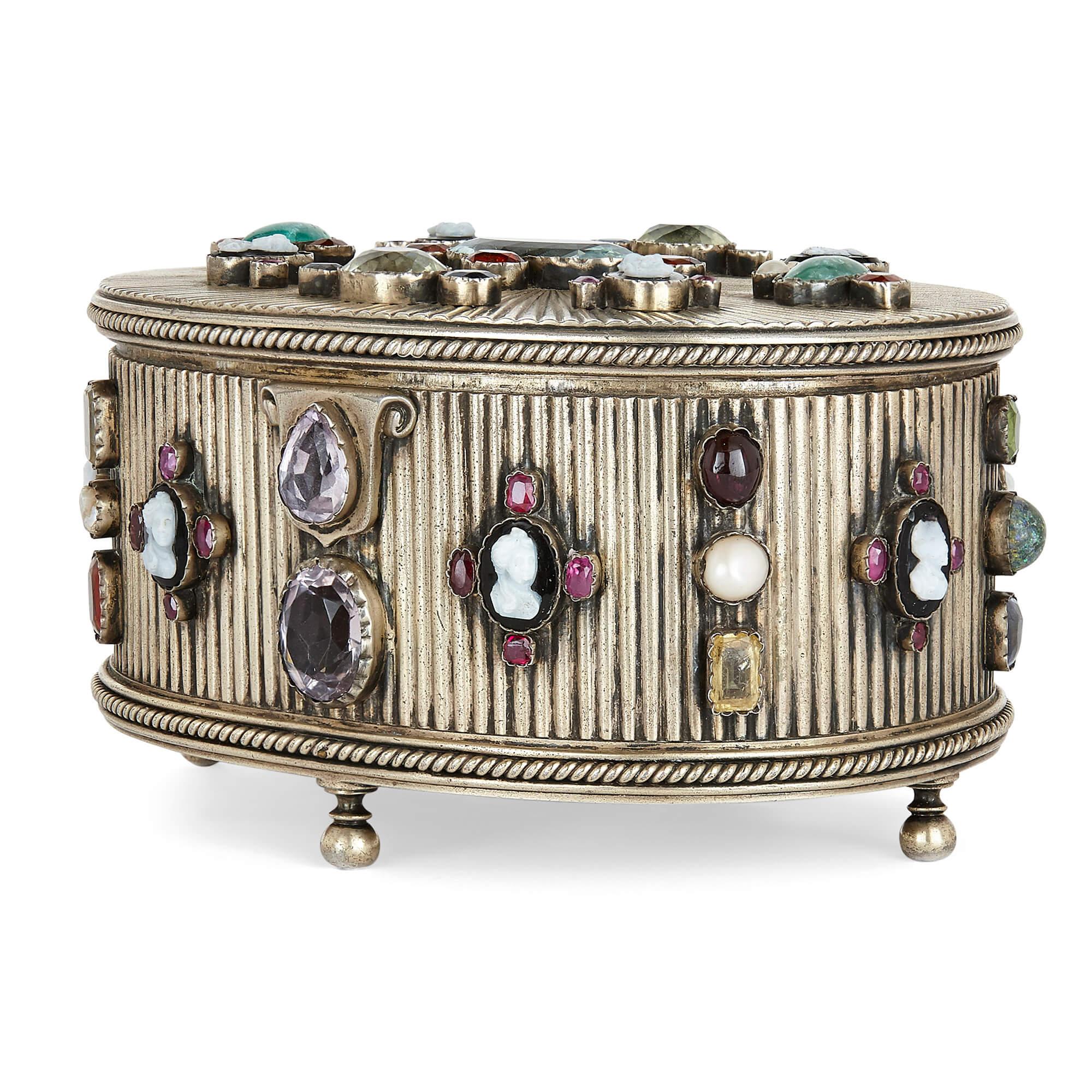 Antique Russian Precious Stone and Cameo Adorned Silver Miniature ...