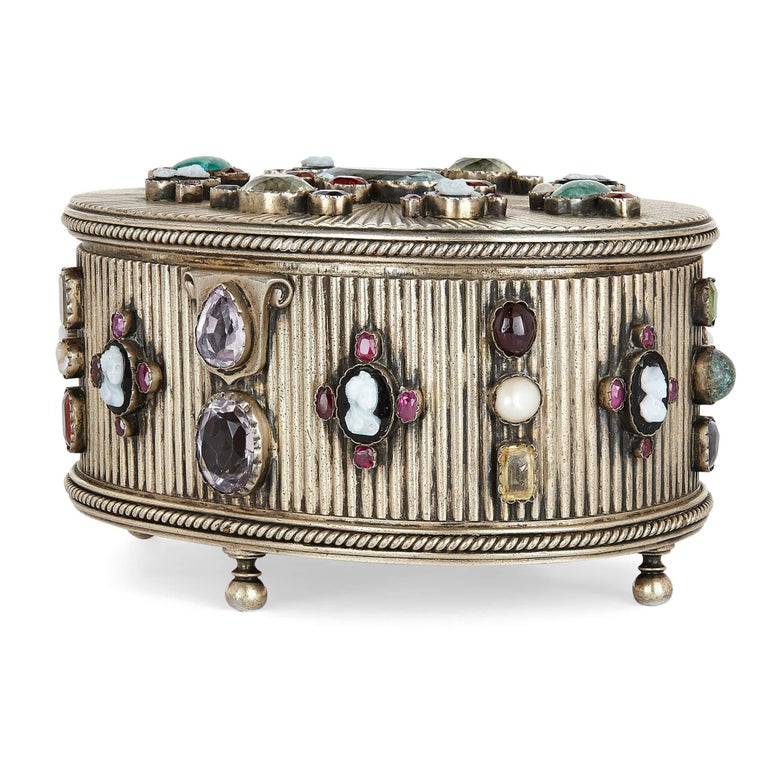Antique Russian Precious Stone and Cameo Adorned Silver Miniature ...