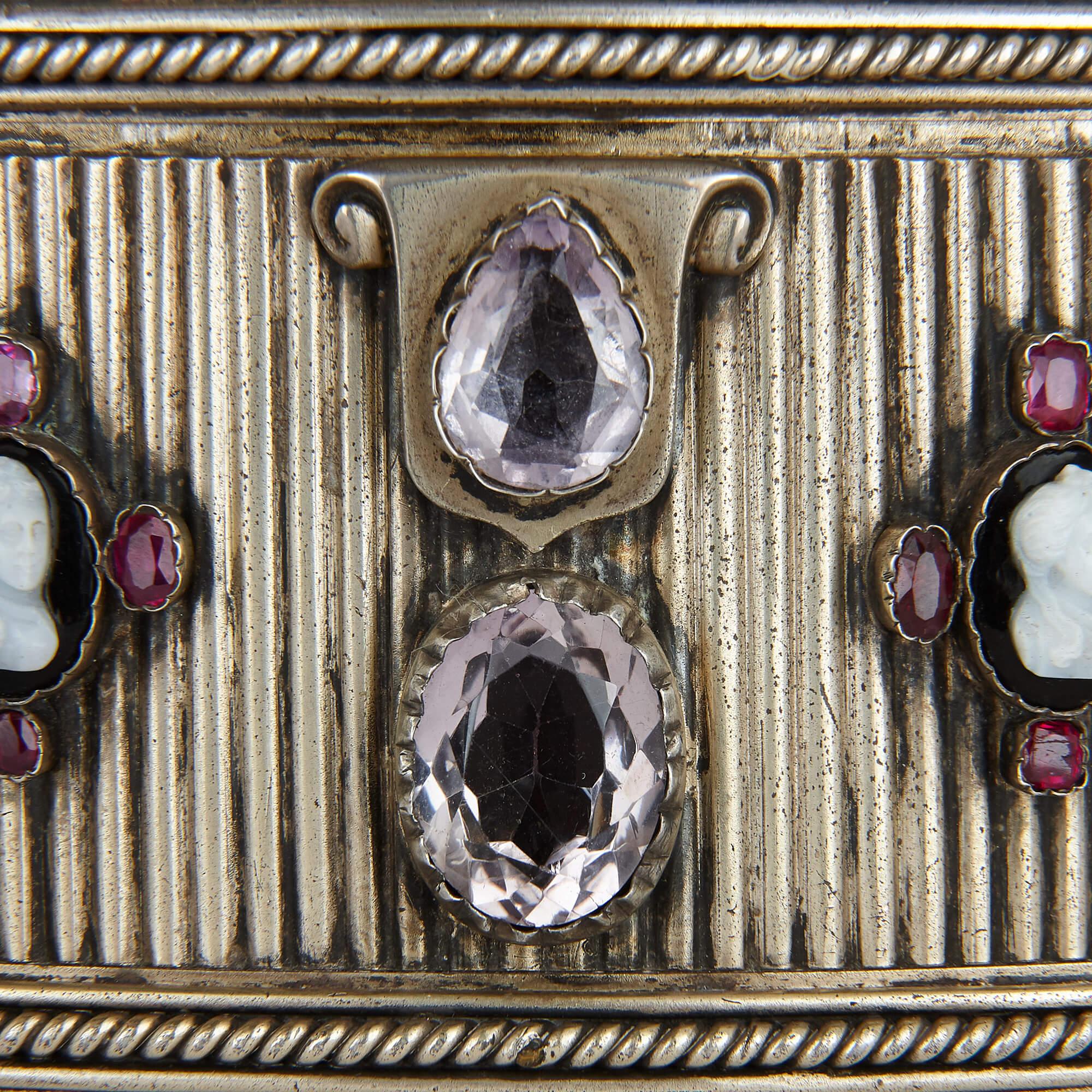 Antique Russian Precious Stone and Cameo Adorned Silver Miniature ...