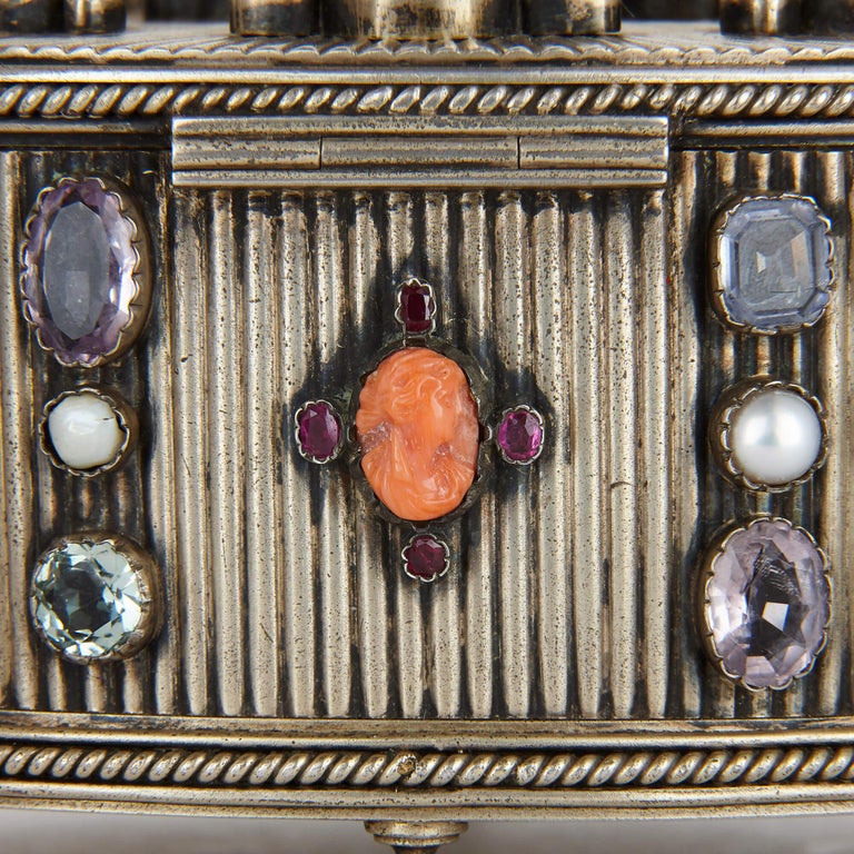Antique Russian Precious Stone and Cameo Adorned Silver Miniature ...