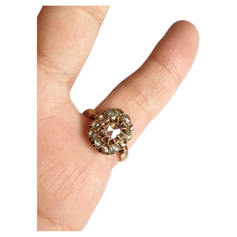 Antique Rose Cut Diamond Russian Gold Ring For Sale at 1stDibs