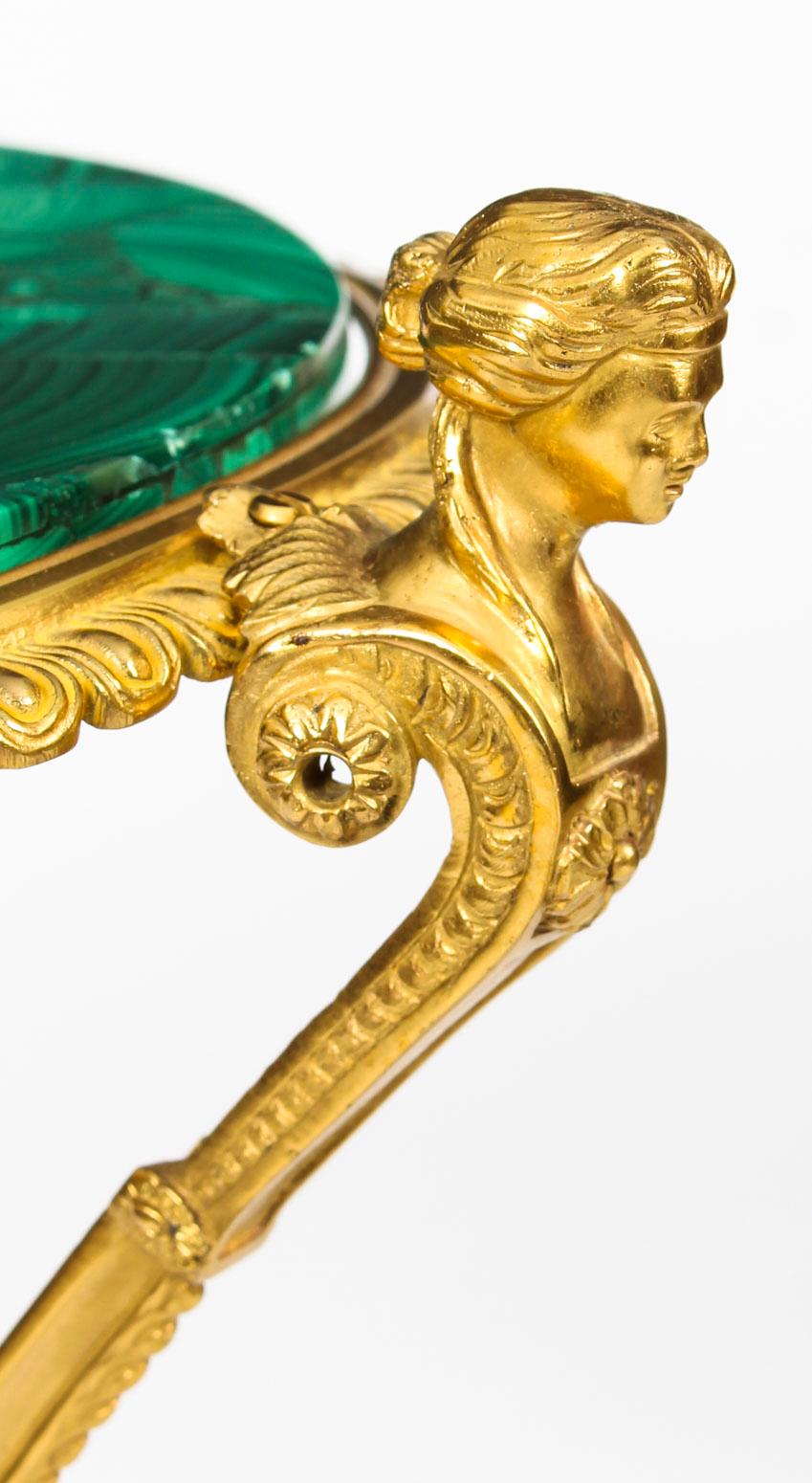 Antique Russian Round Ormolu Table with Green Malachite Top, 19th ...