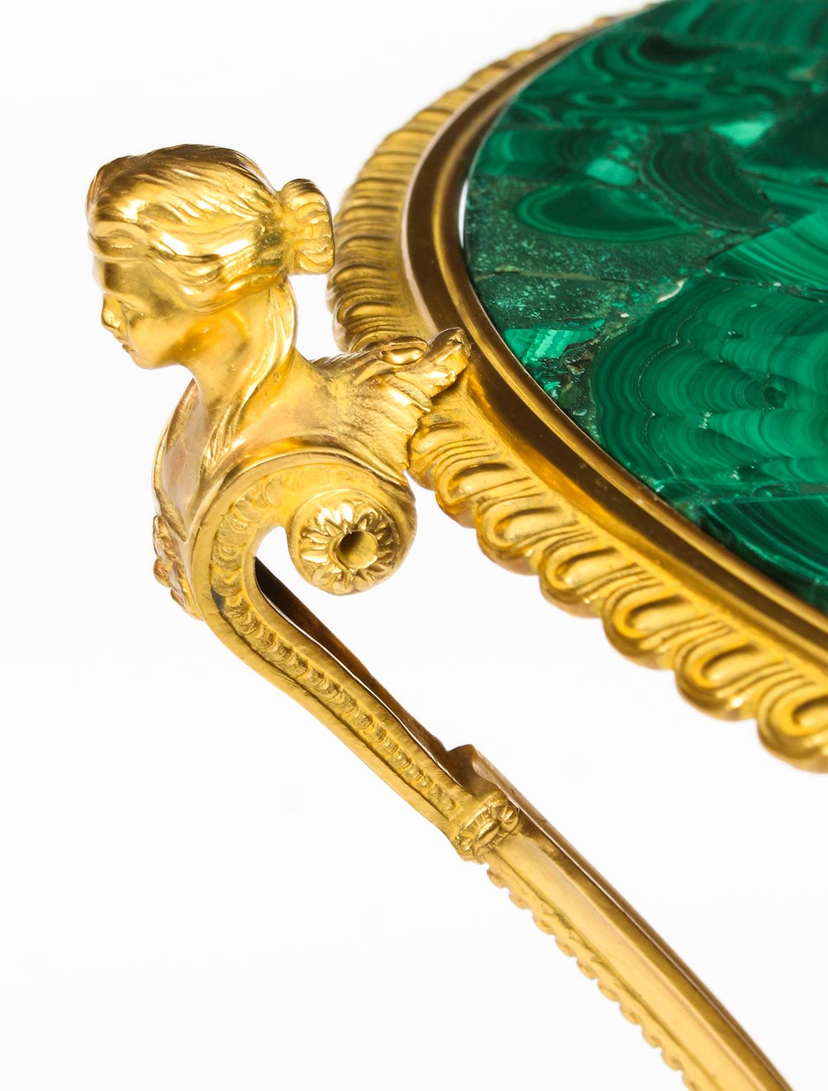 Antique Russian Round Ormolu Table with Green Malachite Top, 19th ...