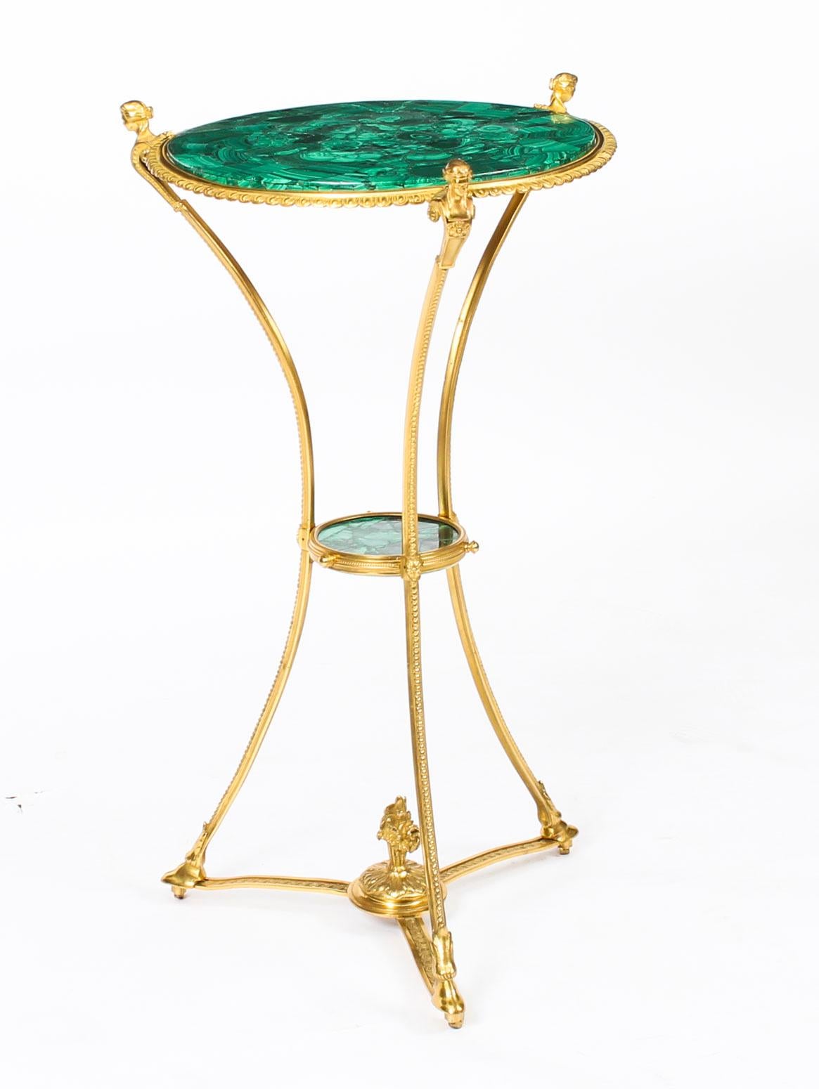 Antique Russian Round Ormolu Table with Green Malachite Top, 19th ...
