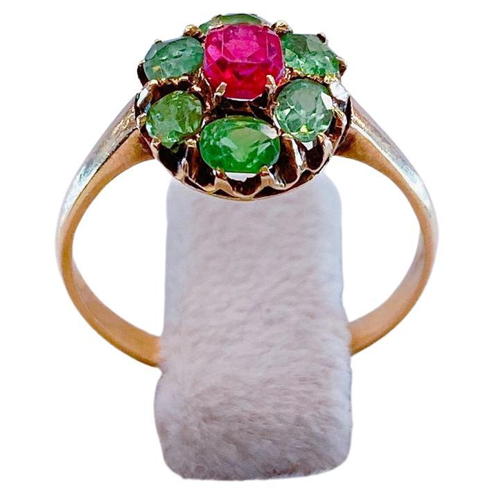 Antique Ruby And Emerald Russian Gold Ring For Sale at 1stDibs ...