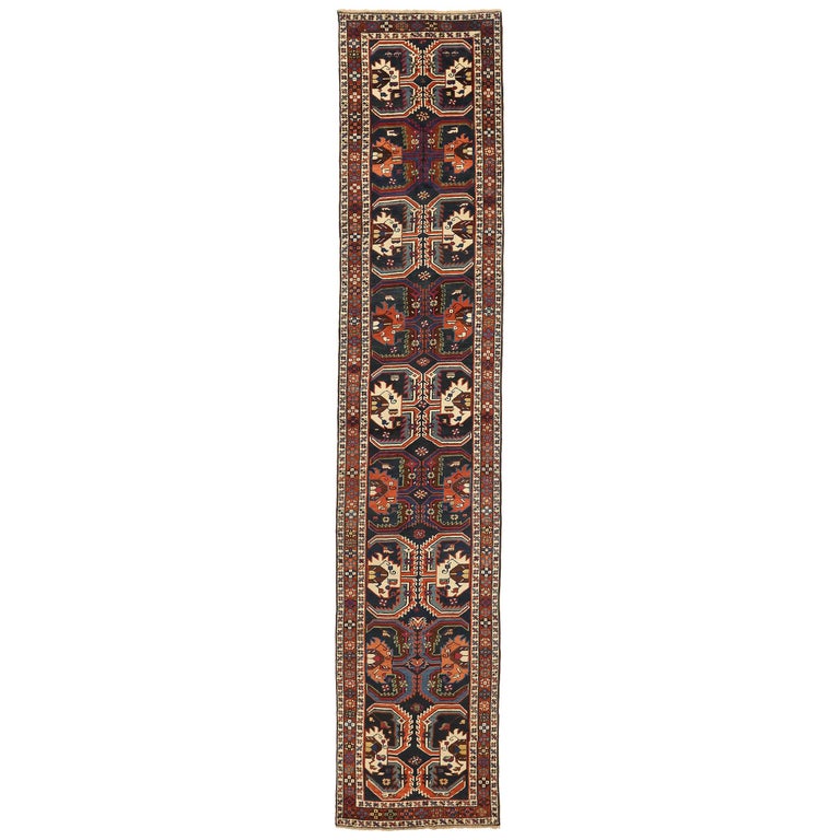 Antique Russian Runner Rug Karebagh Design For Sale at 1stDibs