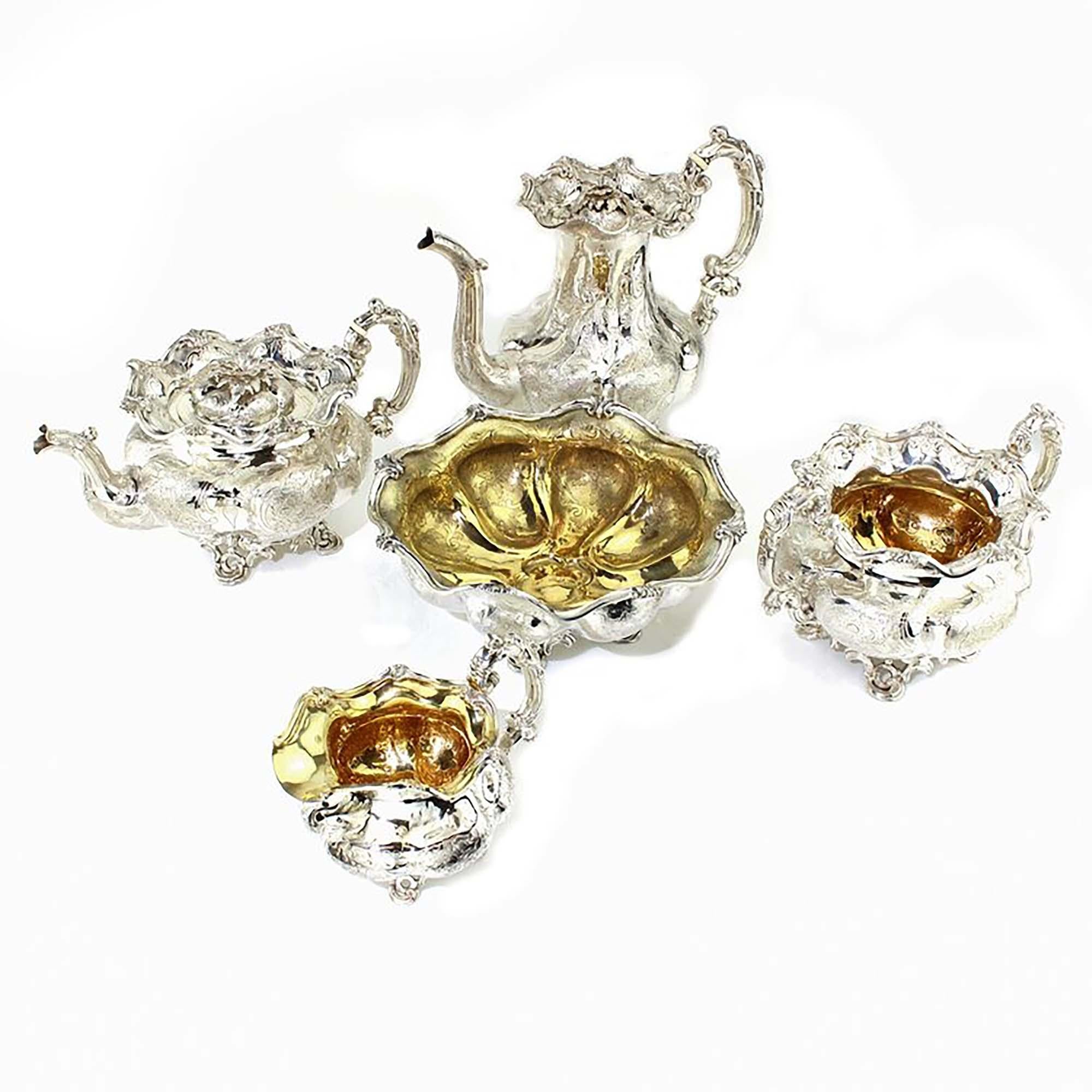Antique Russian Silver 5 Pieces Coffee and Tea Set For Sale at 1stDibs