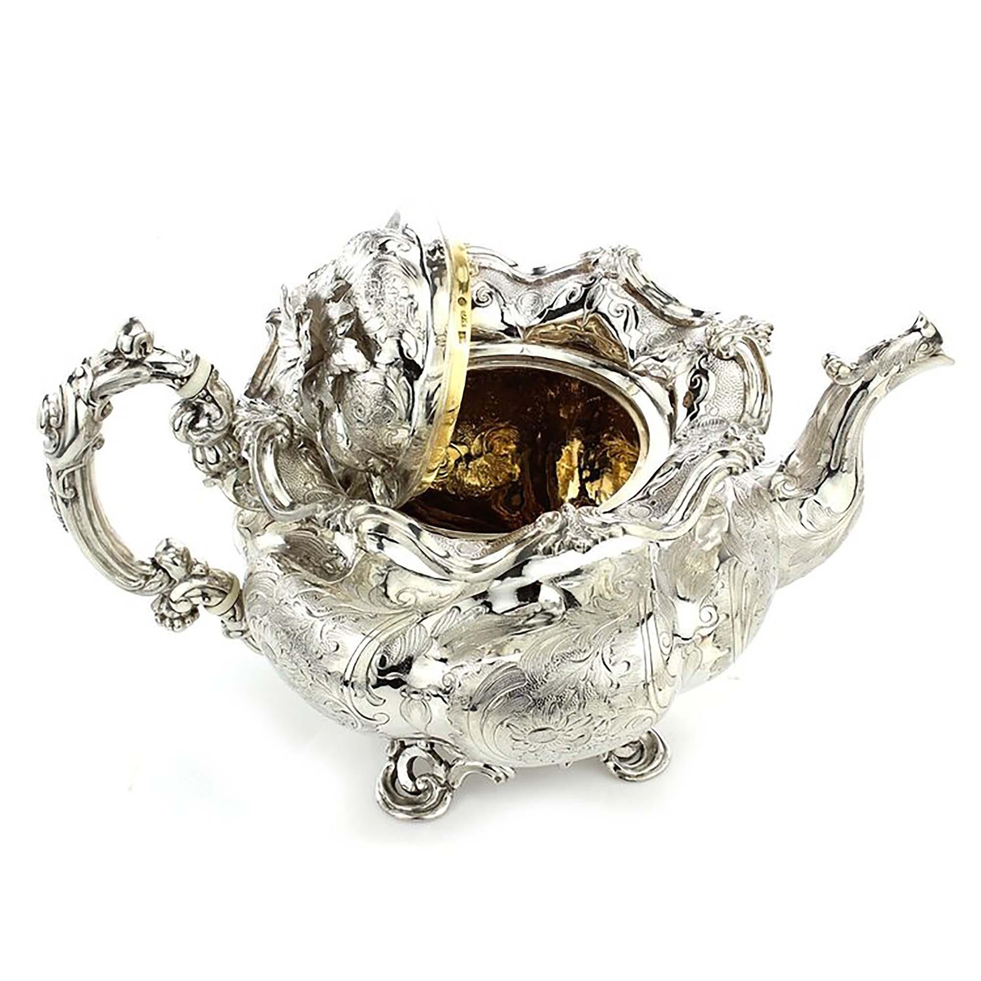 Antique Russian Silver 5 Pieces Coffee and Tea Set For Sale at 1stDibs