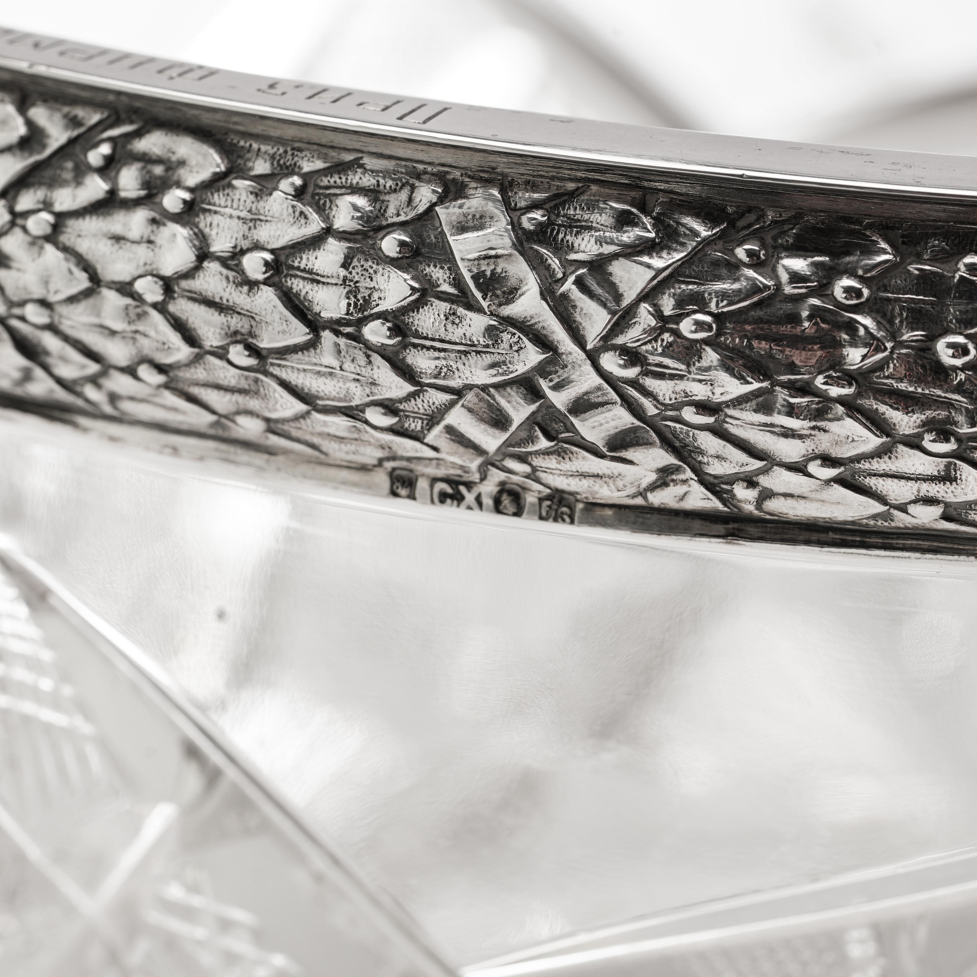 Antique Russian Silver and Crystal Bowl, Circa 1900, Russian Cyrlic ...