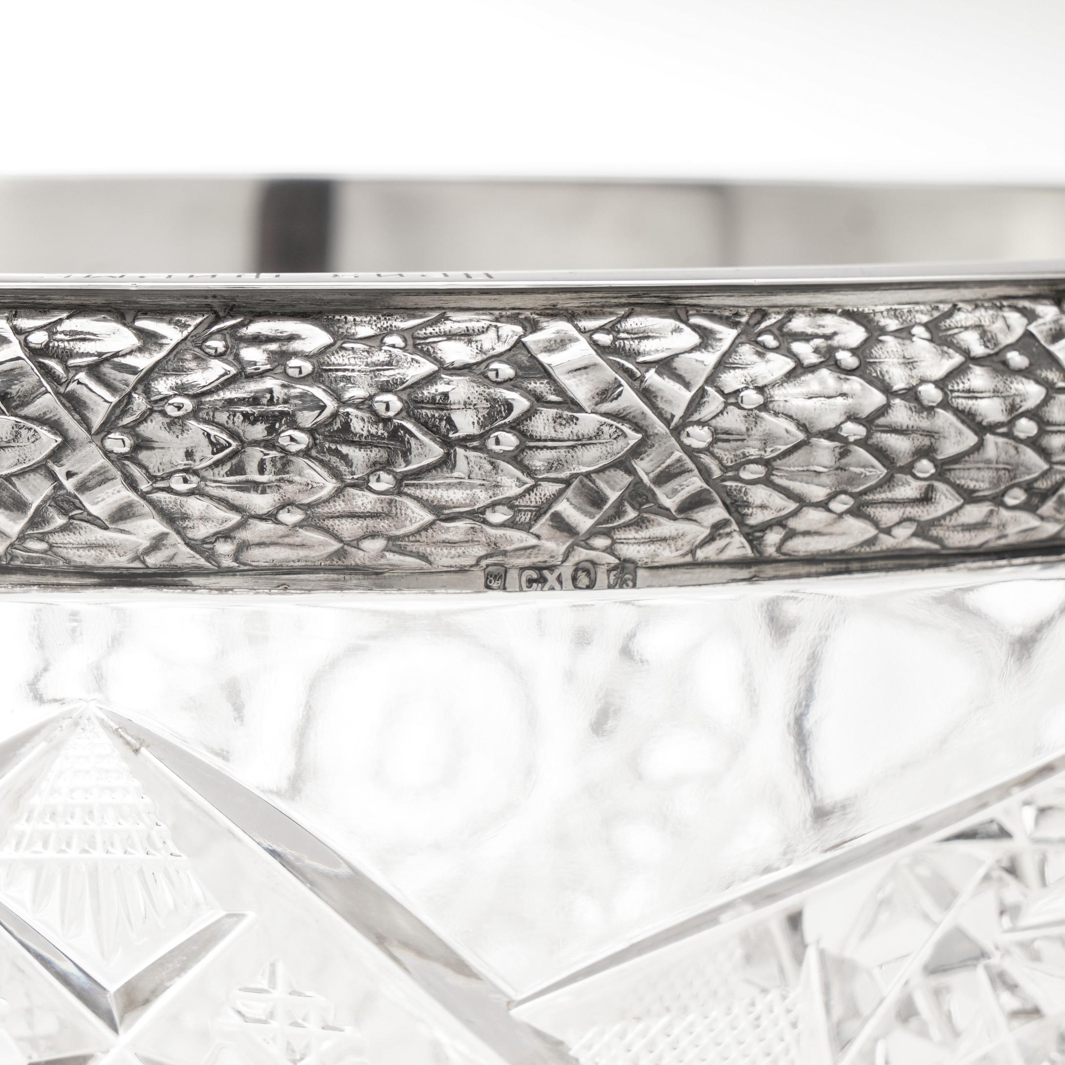 Antique Russian Silver and Crystal Bowl, Circa 1900, Russian Cyrlic ...