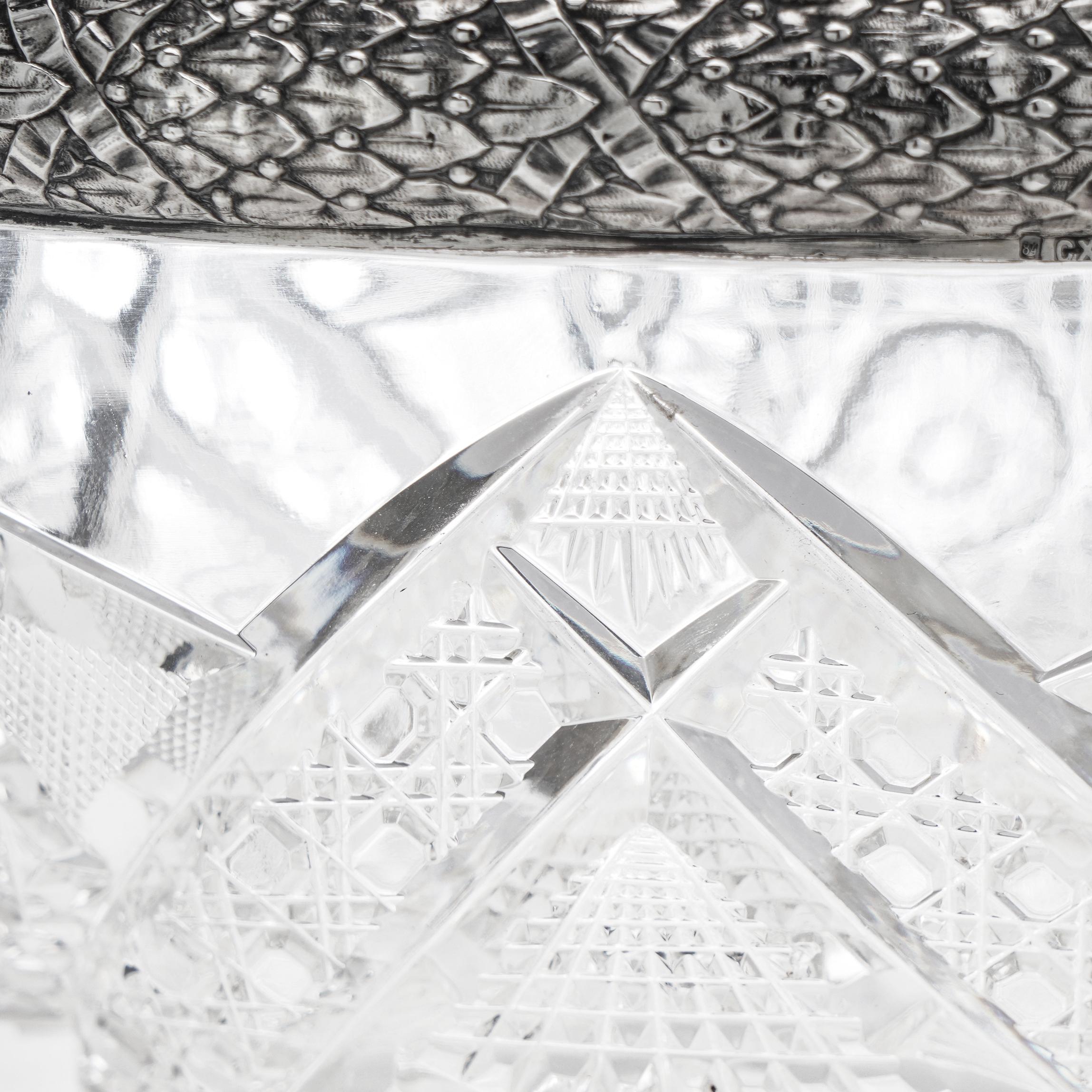 Antique Russian Silver and Crystal Bowl, Circa 1900, Russian Cyrlic ...