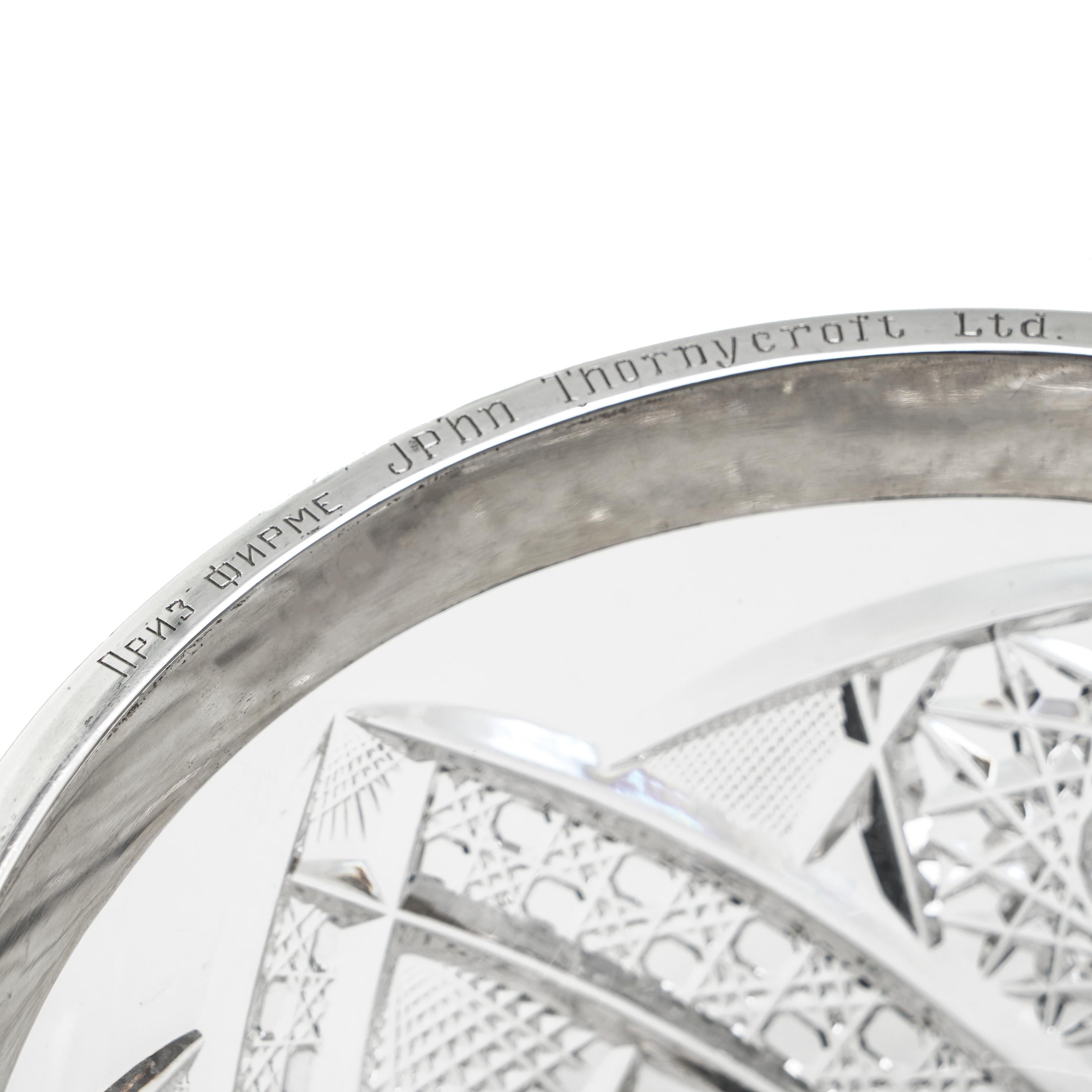 Antique Russian Silver and Crystal Bowl, Circa 1900, Russian Cyrlic ...