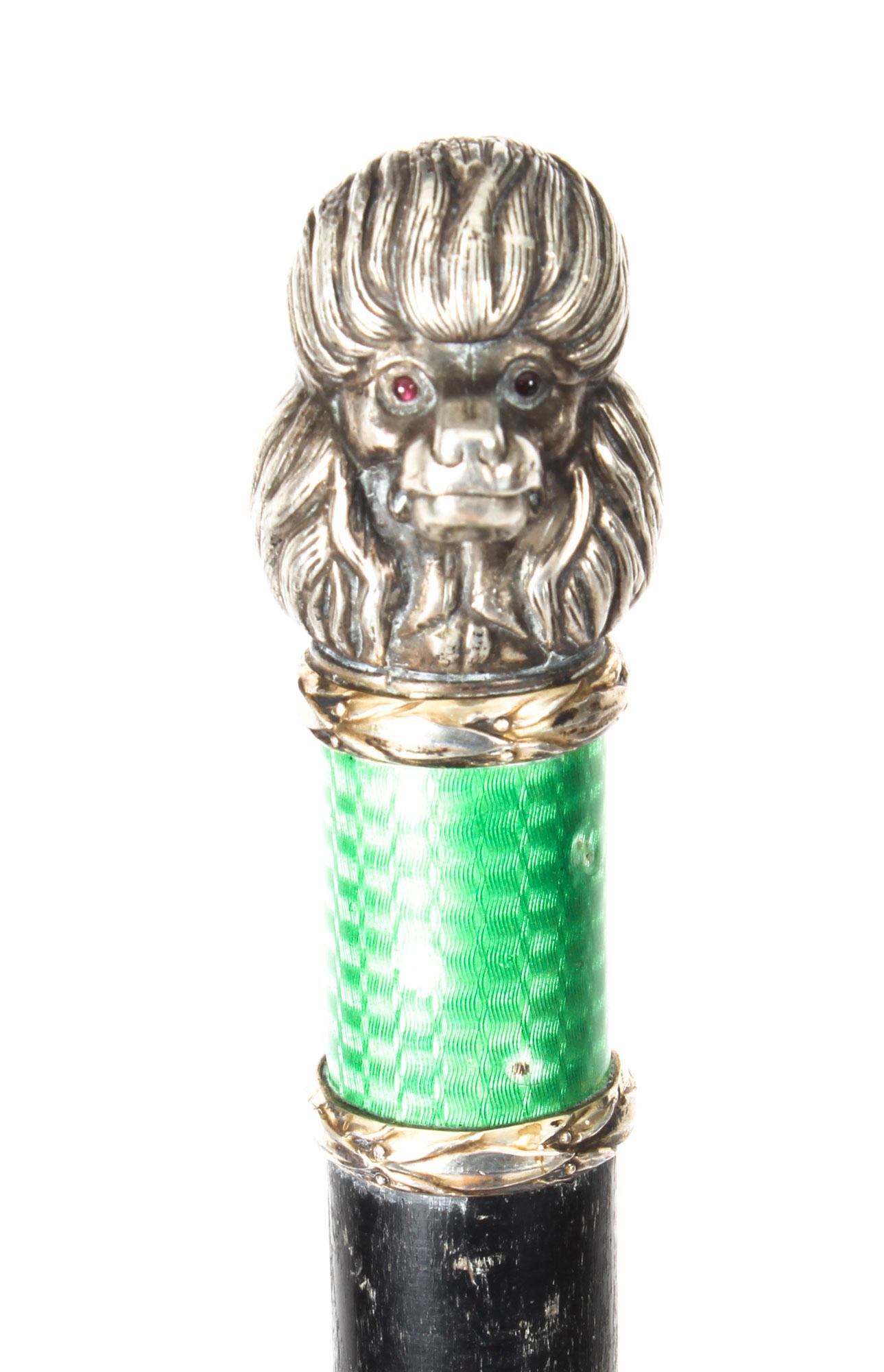 Antique Russian Silver and Enamel Walking Stick Cane, 19th Century at ...