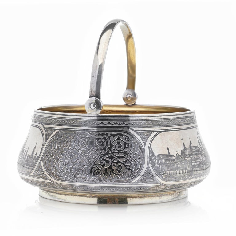 Antique Russian Silver and Niello Sugar Basket by Ignaty Sazikov For ...