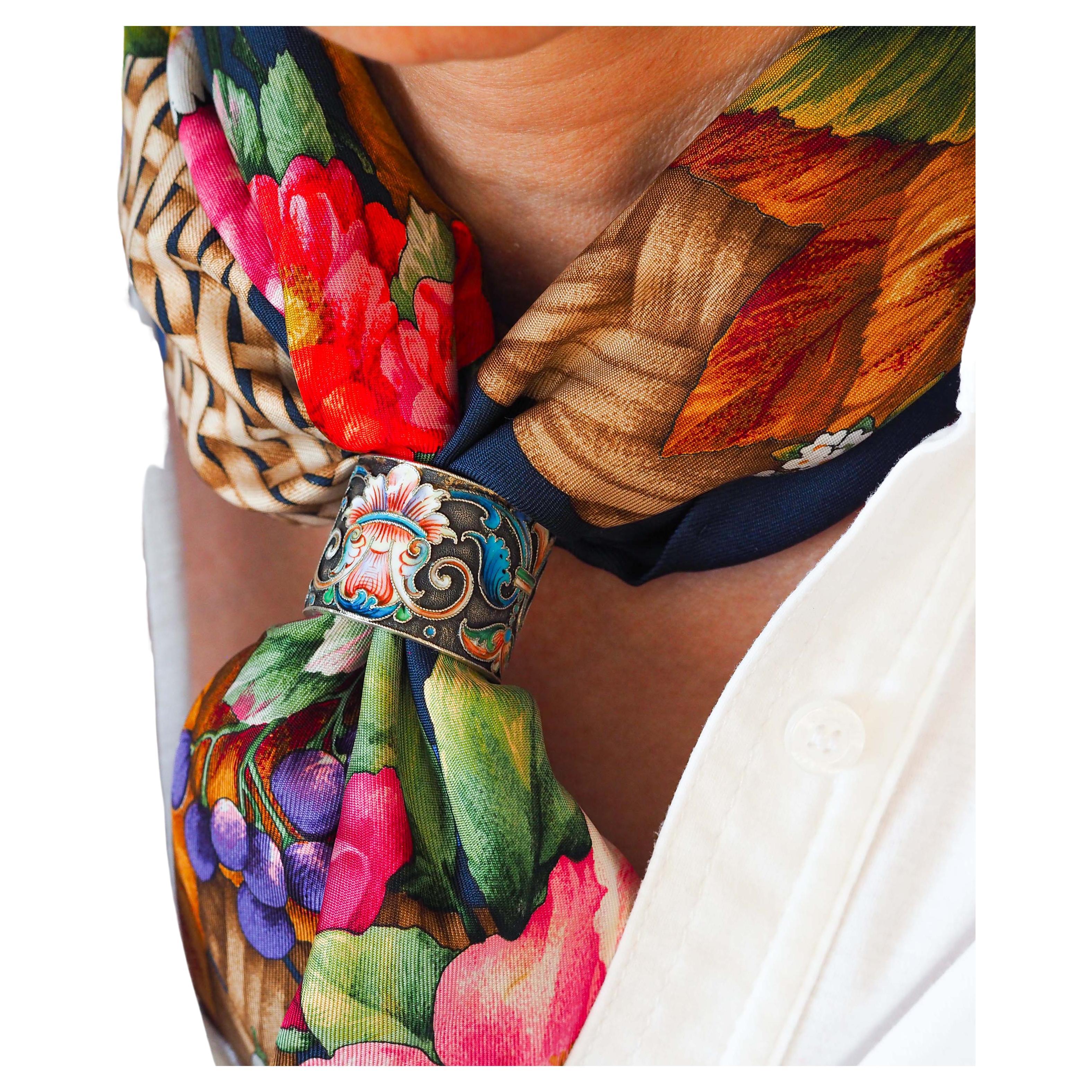 Antique Russian Silver Cloisonne Enamel Scarf/Napkin Ring - c.1900 For ...