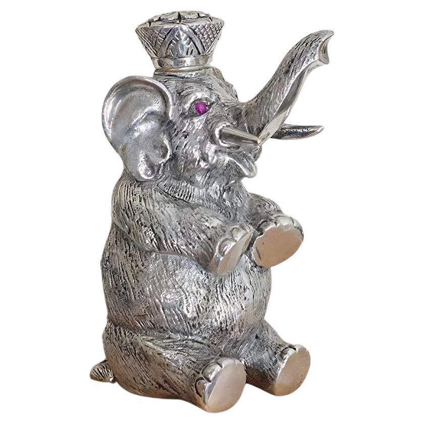 Antique Russian Silver Elephant Figurine with Ruby Eyes, Silver Perfume ...