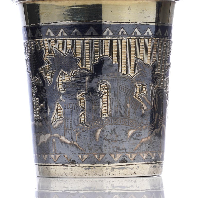 Antique Russian silver gilt and Niello enamel beaker decorated with ...