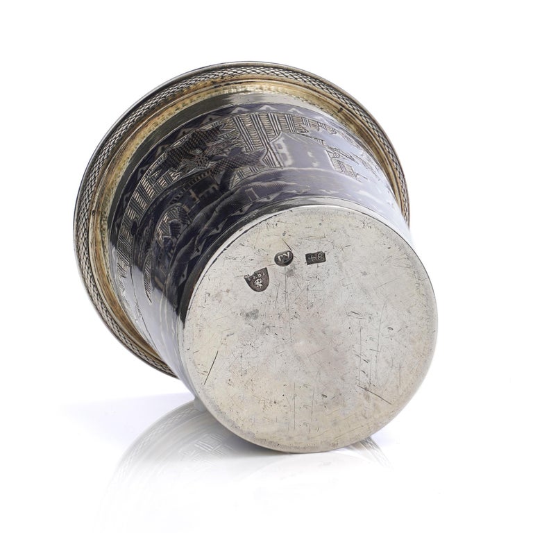 Antique Russian silver gilt and Niello enamel beaker decorated with ...