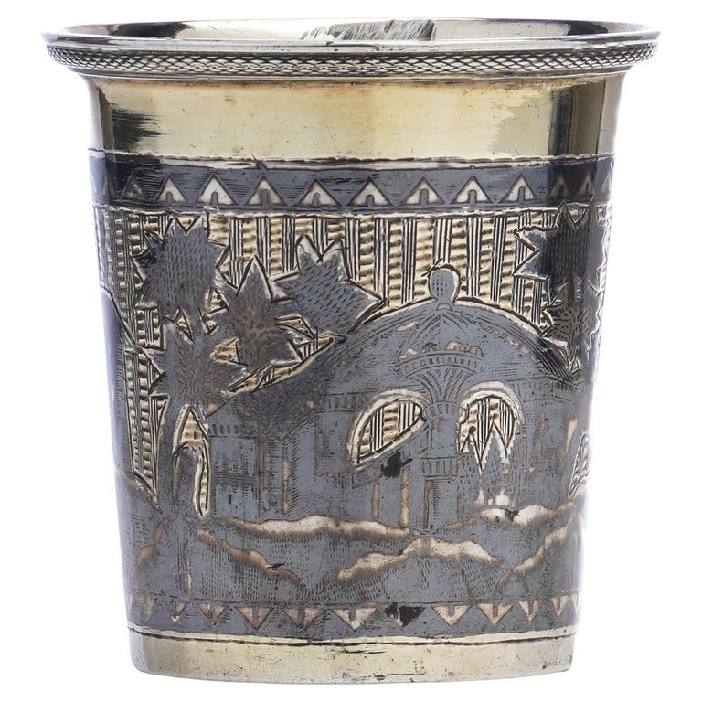 Antique Russian silver gilt and Niello enamel beaker decorated with ...