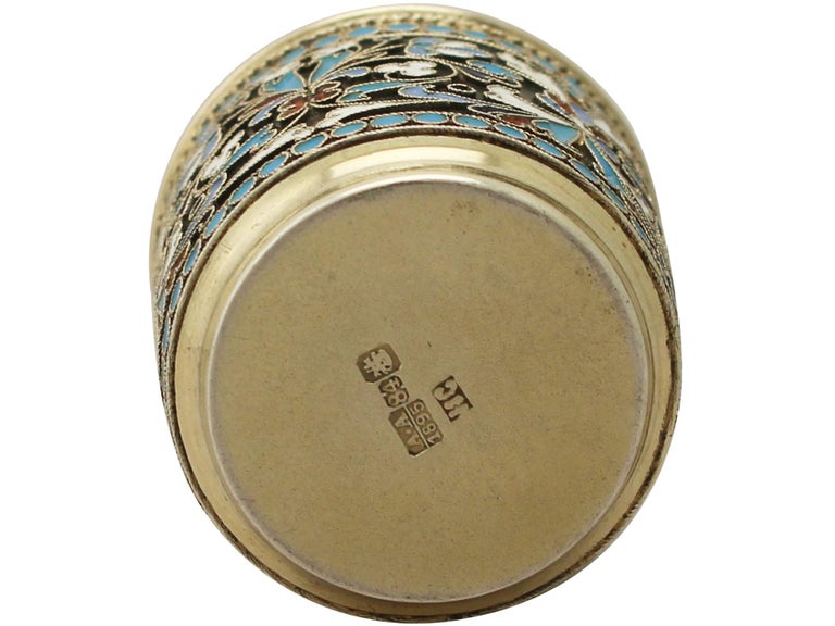 Antique Russian Silver Gilt and Polychrome Cloisonné Enamel Vodka Cup ...