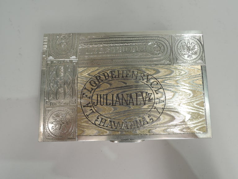 Antique Russian Silver Novelty Trompe-l’Oeil Box for Cuban Cigars For ...