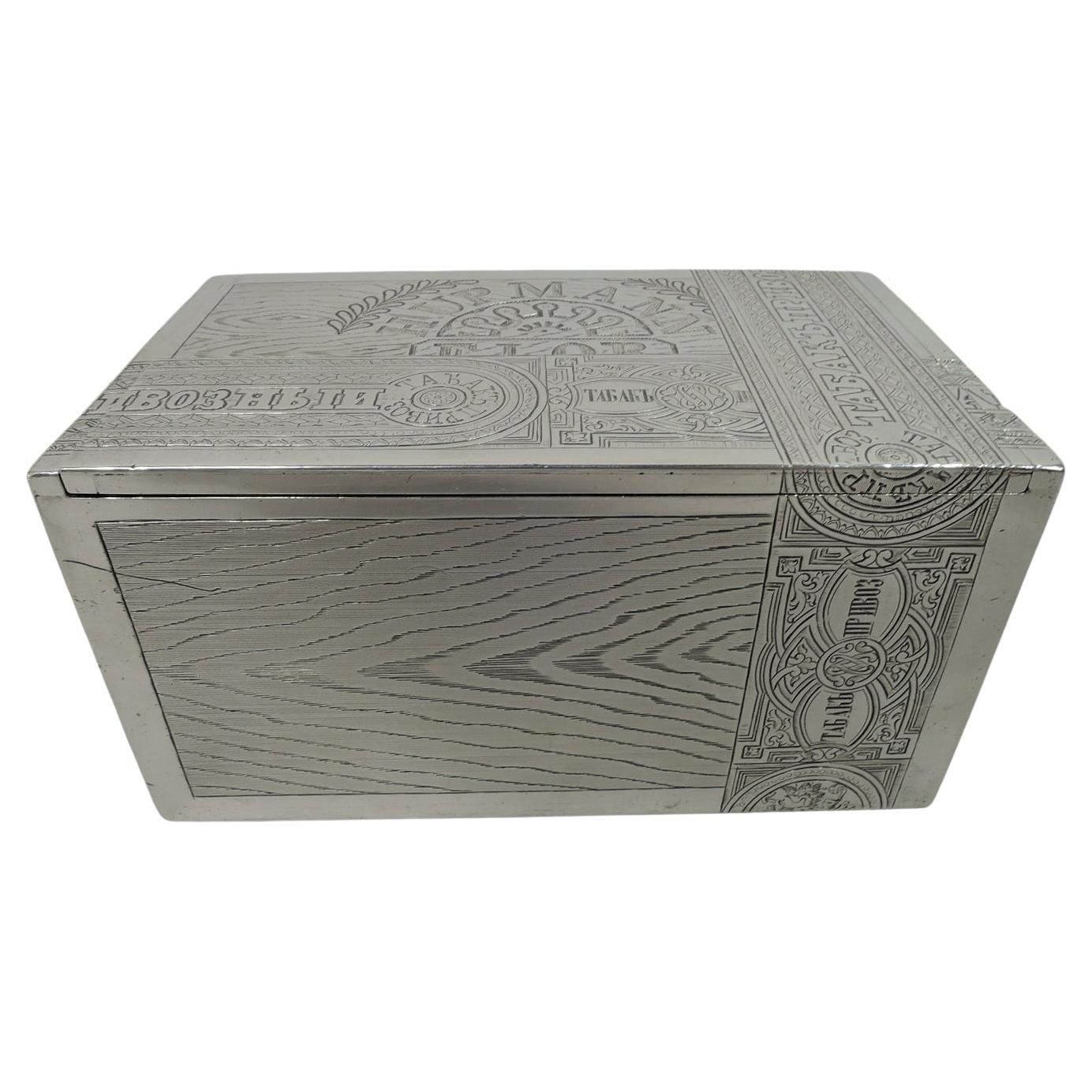20th Century Russian Silver Trompe L'oeil Cigar Box, Ovchinnikov For ...