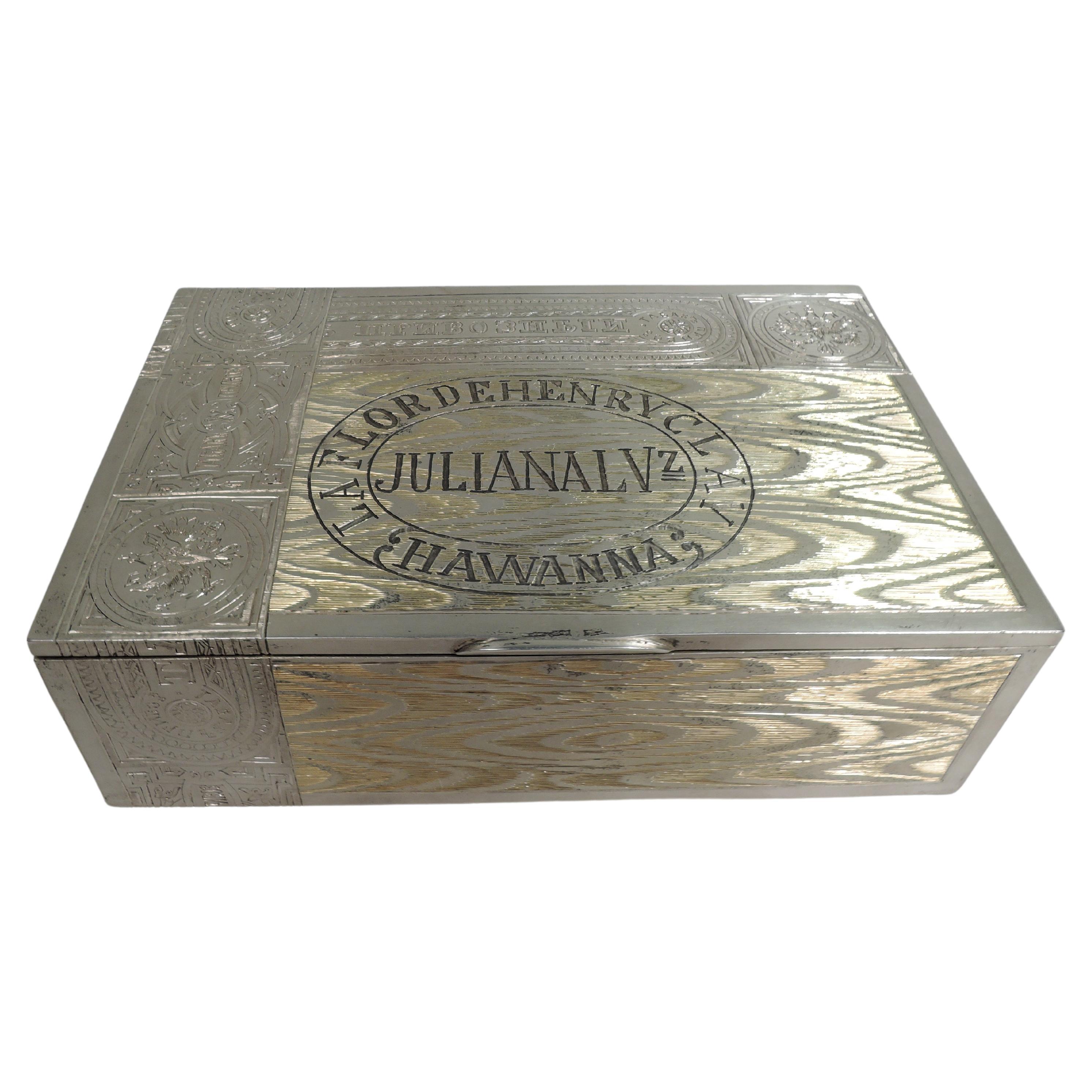 20th Century Russian Silver Trompe L'oeil Cigar Box, Ovchinnikov For ...