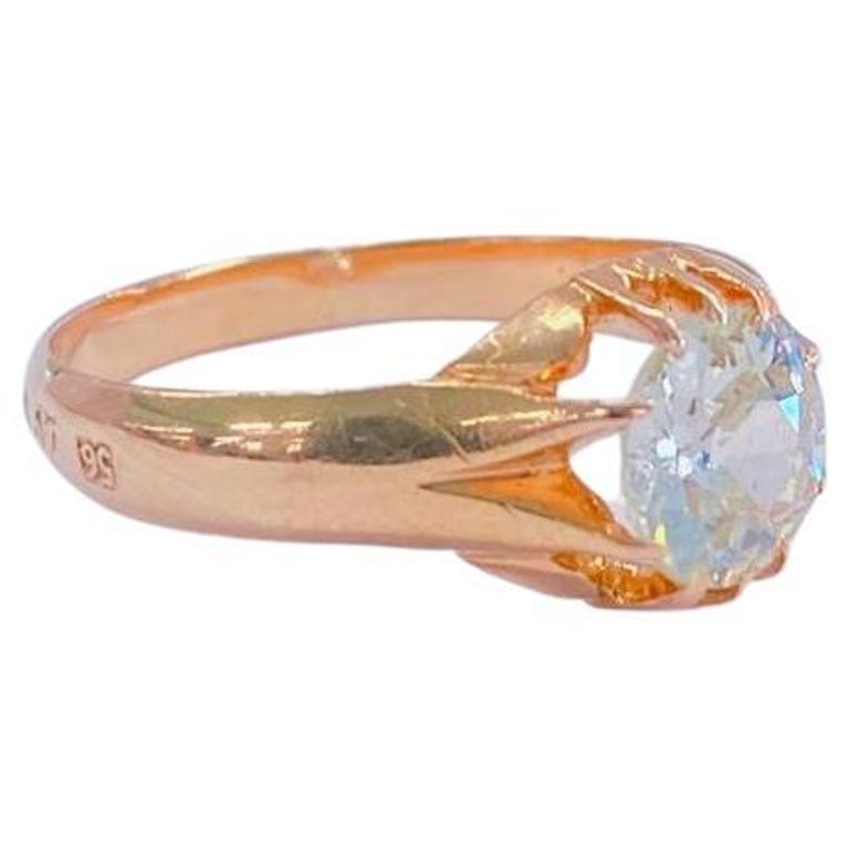 Antique Russian Diamond Solitaire Ring For Sale at 1stDibs