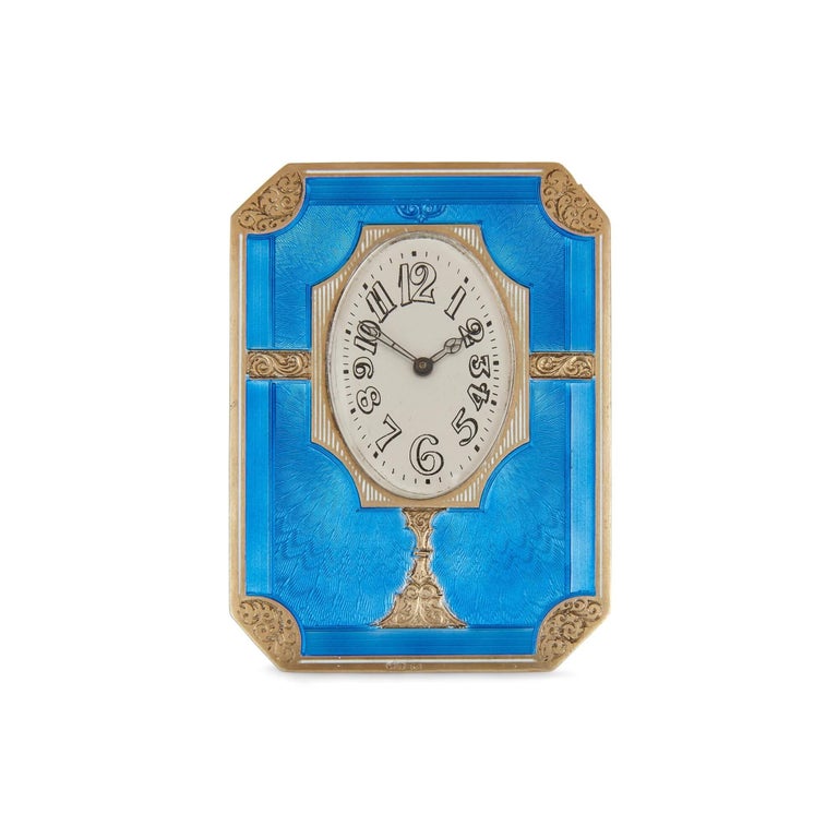 Antique Russian vermeil and enamel table clock For Sale at 1stDibs ...
