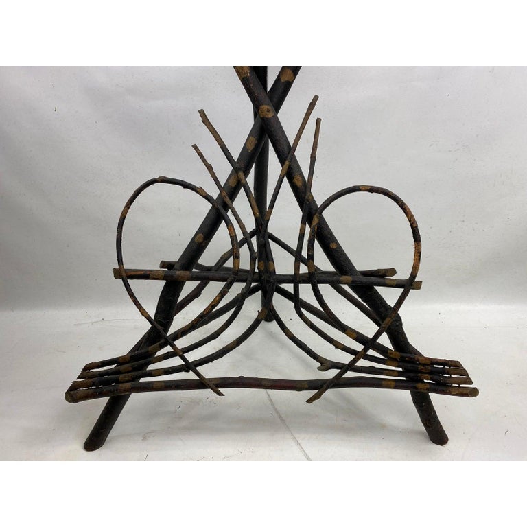Antique Rustic Adirondack Twig Plant Stand For Sale at 1stDibs