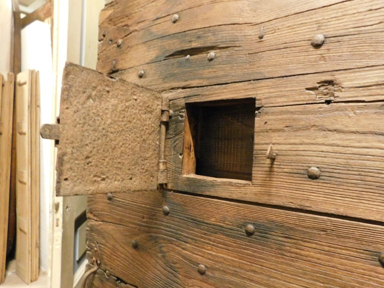 Antique Rustic Chestnut Door with Opening Window, 19th Century Italy ...