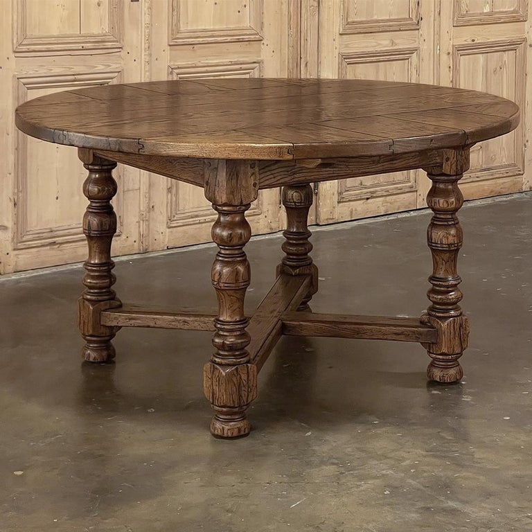 Antique Rustic Country French Round Dining Table at 1stDibs