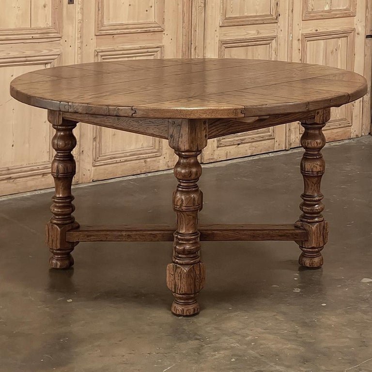 Antique Rustic Country French Round Dining Table at 1stDibs