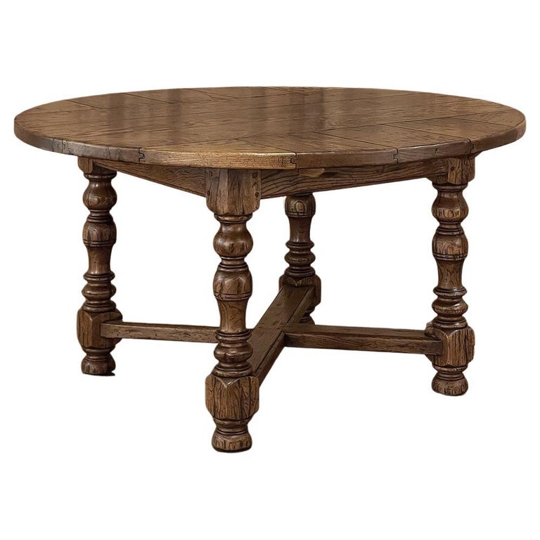 Antique Rustic Country French Round Dining Table at 1stDibs