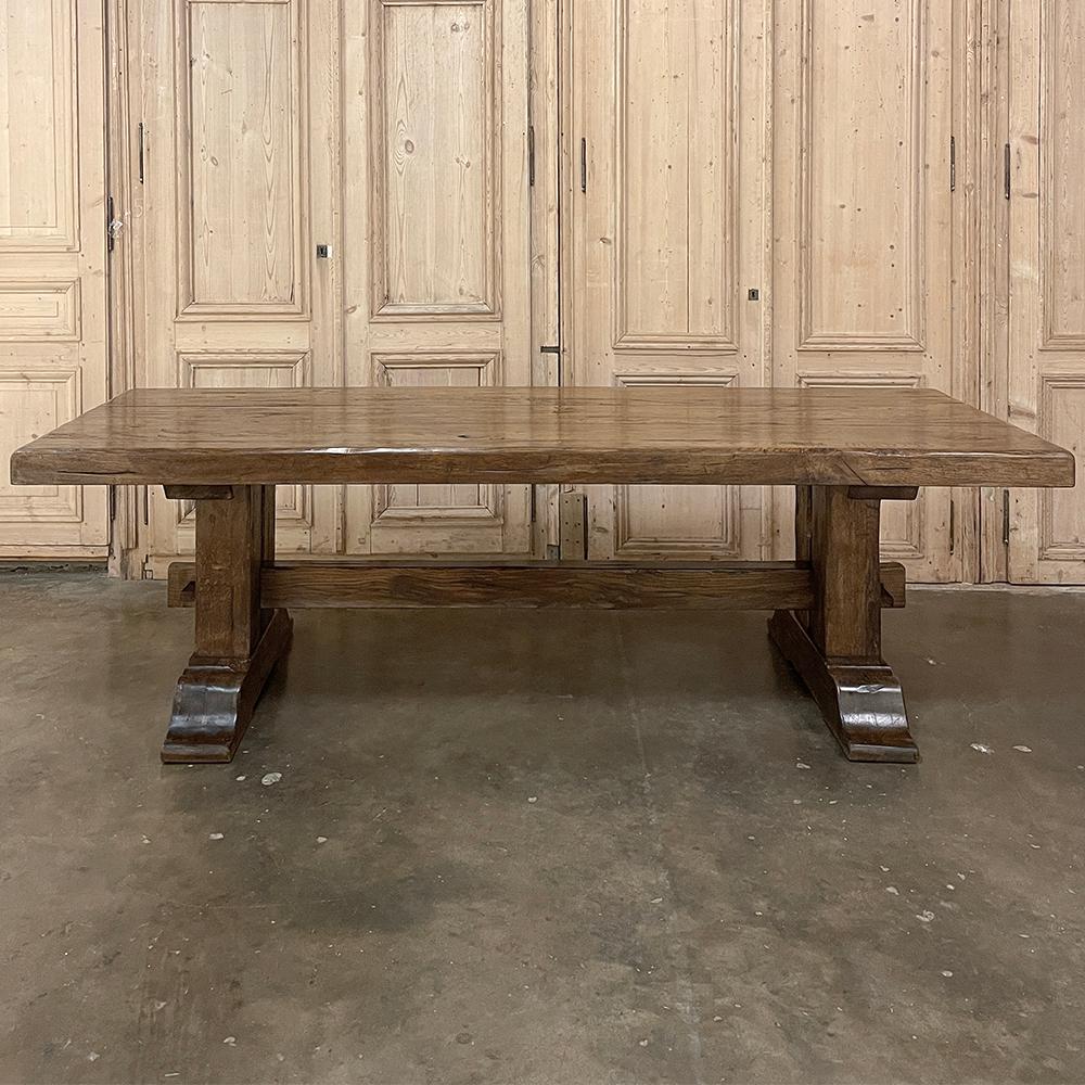 Antique Rustic Country French Trestle Dining Table For Sale at 1stDibs
