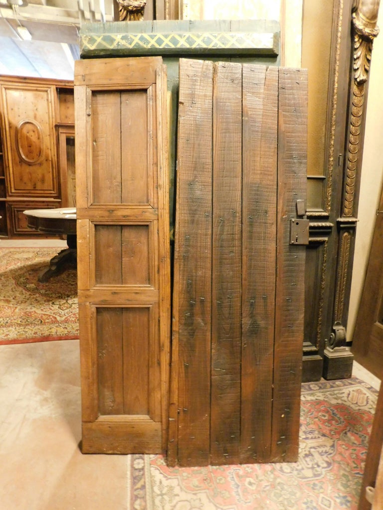 Antique Rustic Double-Wing Door, in Larch with Carved Panels, 19th ...
