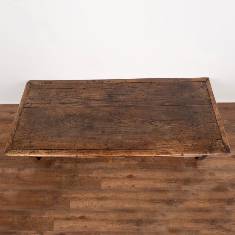 Antique Rustic Elm Coffee Table with Two Drawers For Sale at 1stDibs