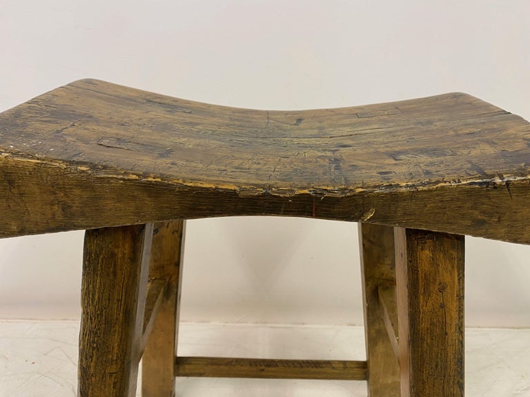 Antique Rustic Elm Stool For Sale at 1stDibs