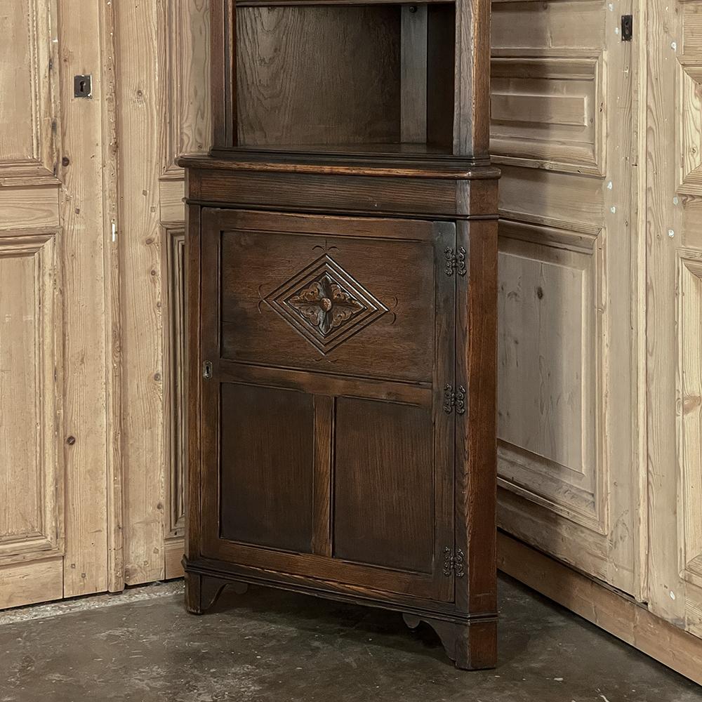 Antique Rustic English Colonial Corner Cabinet For Sale at 1stDibs