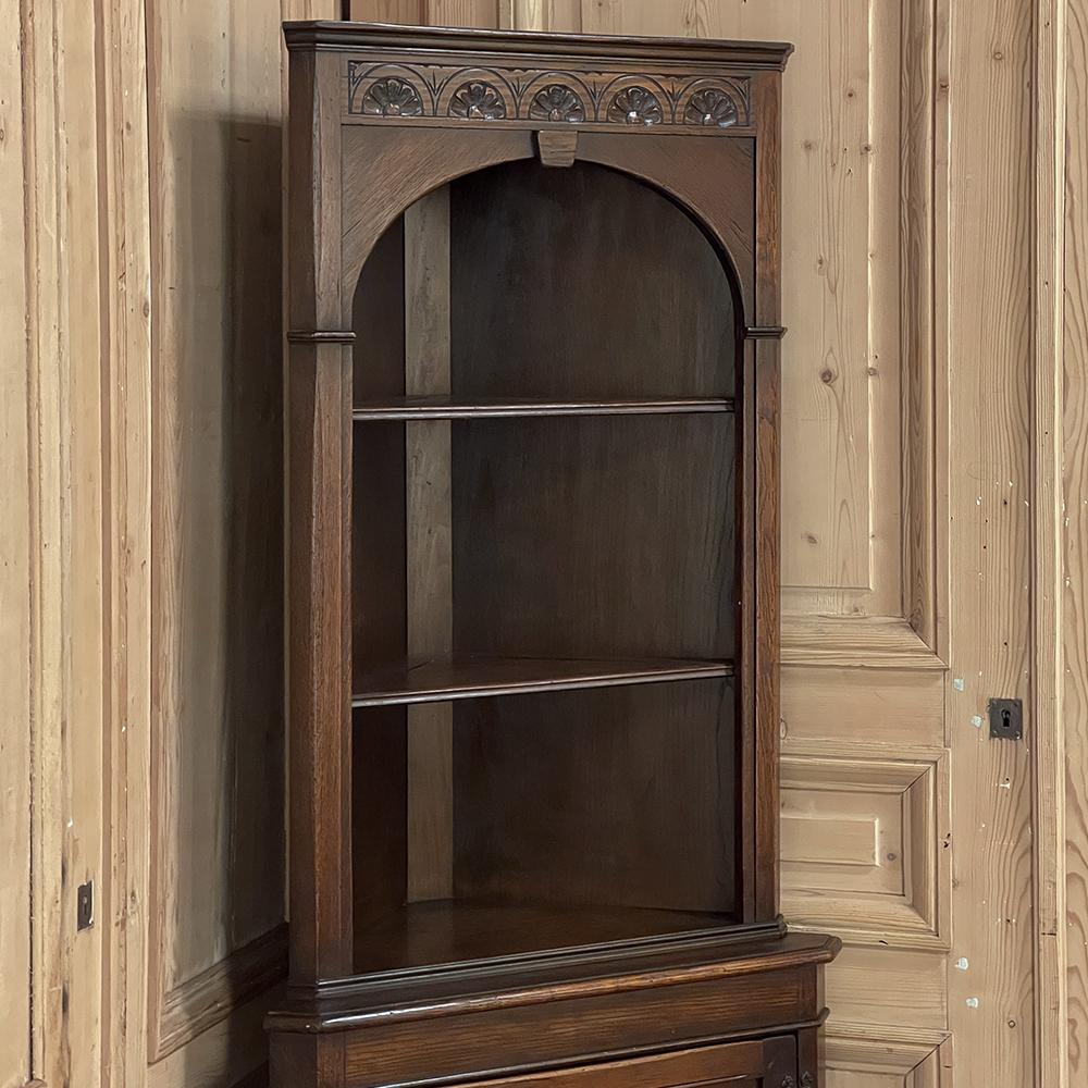 Antique Rustic English Colonial Corner Cabinet For Sale at 1stDibs